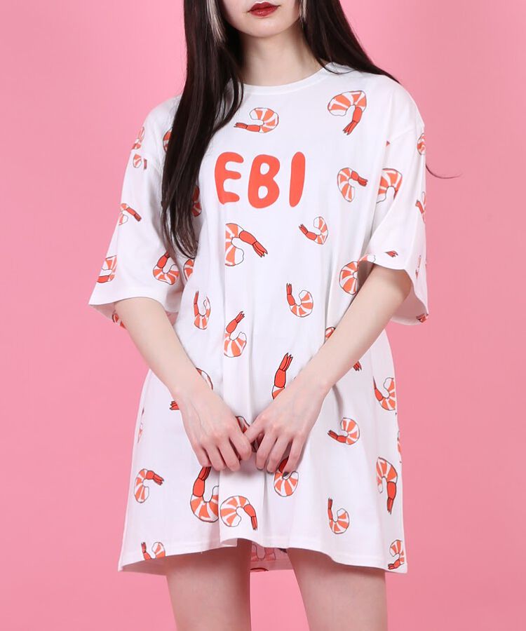 フード総柄Tシャツ（EBI TOUMOROKOSHI XIAOLONGBAO）[商品：PN17SS-022-5R] - PUNYUS Online Store / 公式通販